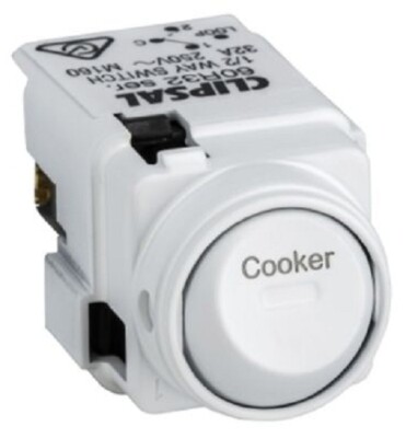 Clipsal SWITCH MECHANISM ASSEMBLY 32A 250V Marked COOKER, Zen White ...