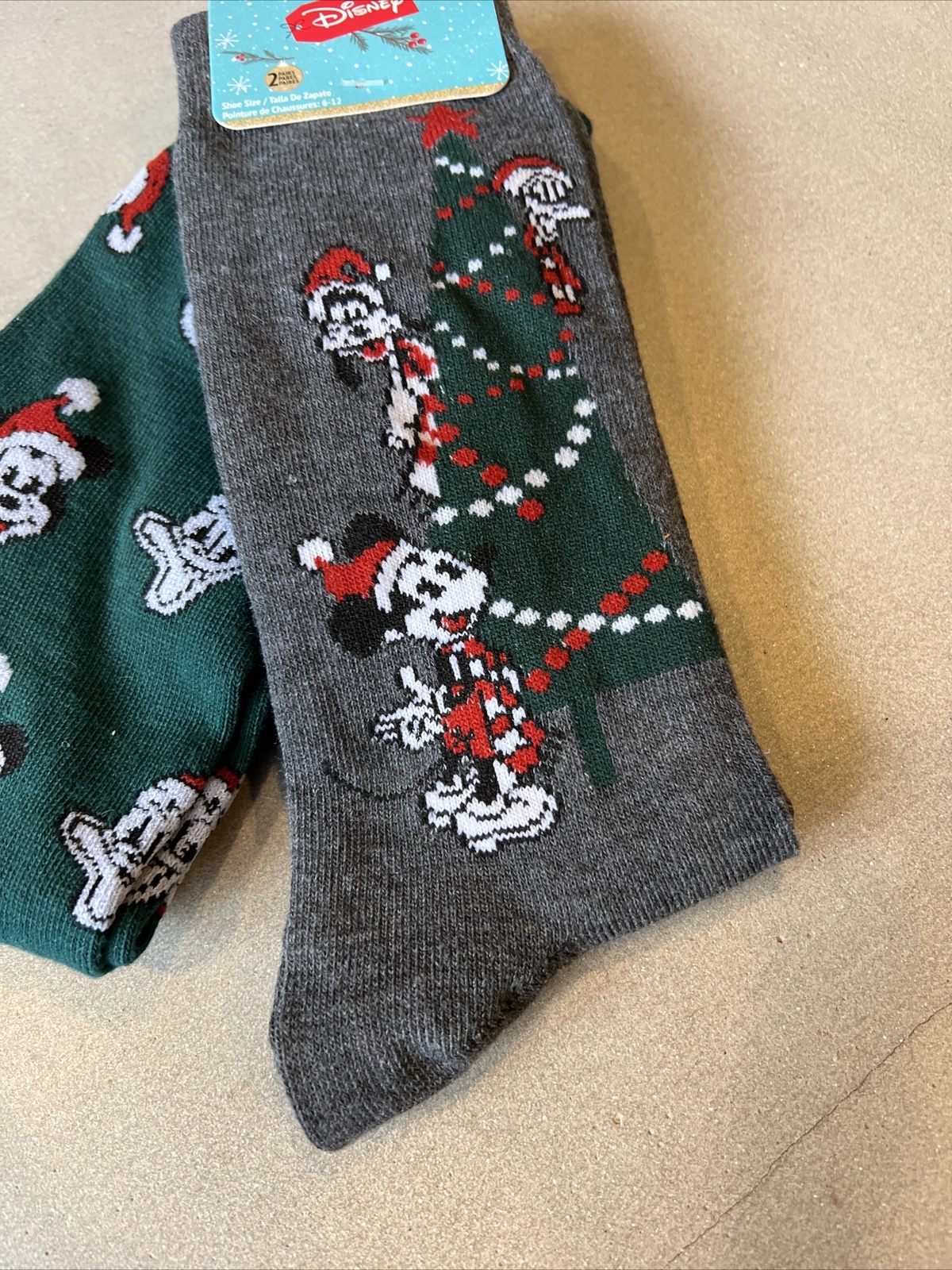 Disney Mickey Donald & Goofy Christmas Crew Socks 2 Pack Men Shoe Size ...