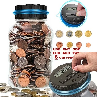Digital Coin Automatic Counting Money Box Jar LCD Display Large ...