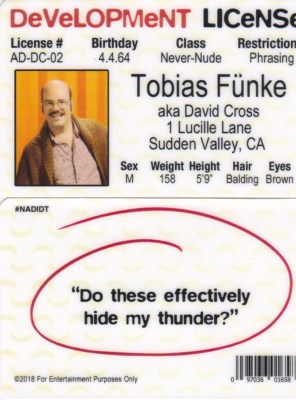 ARRESTED DEVELOPMENT Tobias Funke / David Cross fake id card ...