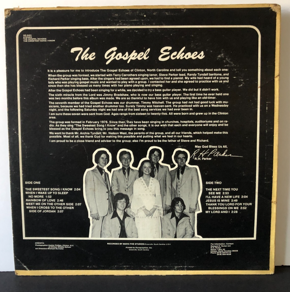 Gospel Echoes SWEETEST SONG I KNOW 1970's Mark Five LOW GRADE Clinton ...