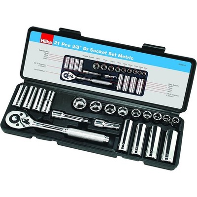 Hilka 3/8 Inch Drive Socket Set Metric 72 Teeth Ratchet - 21 Piece ...