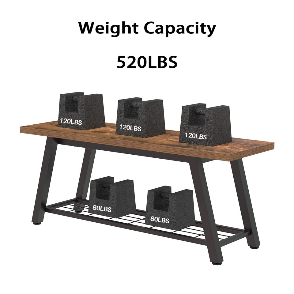 Storage Bench Industrial Rustic Wooden and Metal Entryway Shoe Boots ...