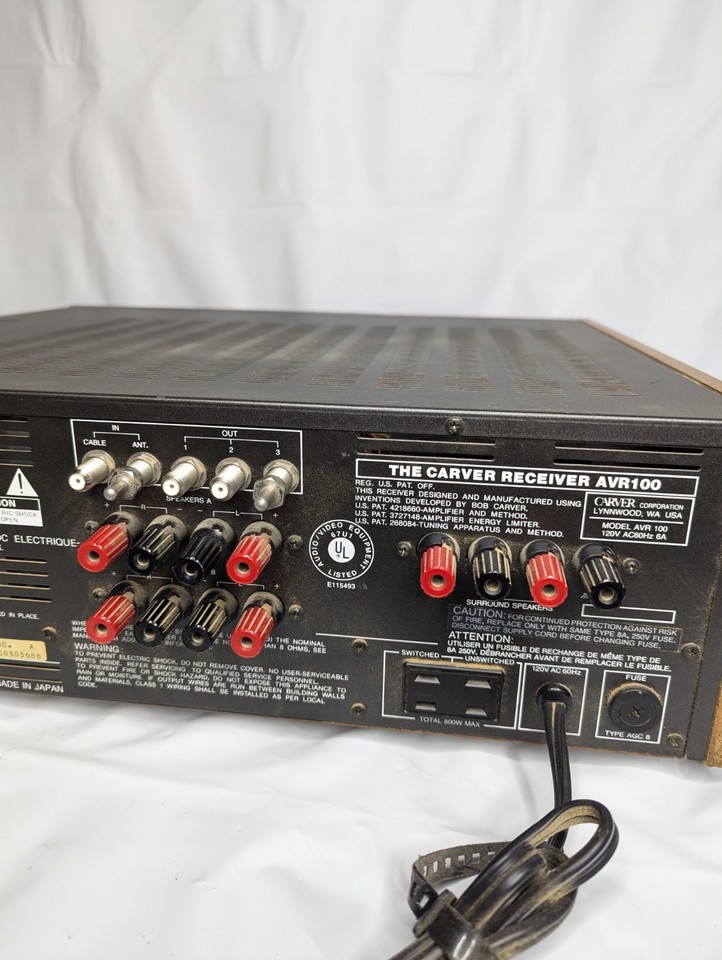 Vintage Carver AVR100 Audio Stereo Receiver Magnetic Field Power ...