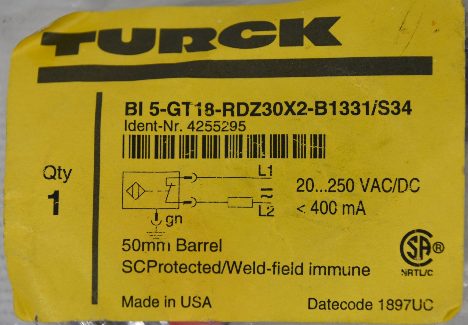 Turck Inductive Proximity Sensors/Cables Lot of 3 New | eBay