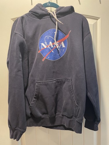 Vintage NASA Pullover Hoodie Jacket Men's Small Gray Fleece Lined Coat ...