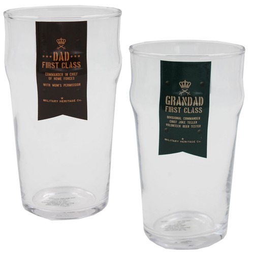 Military Heritage 'Dad / Grandad First Class' Pint Beer Glass Father's ...