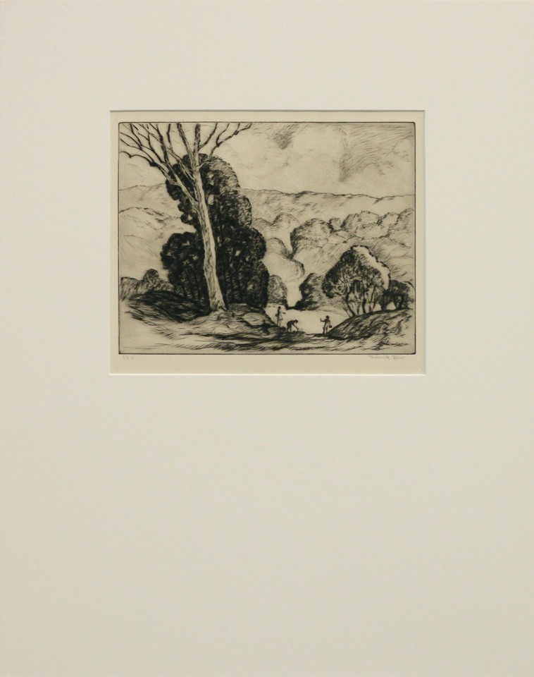Frederick Polley "Brown County with Figures" 7"x9" etching, signed | eBay