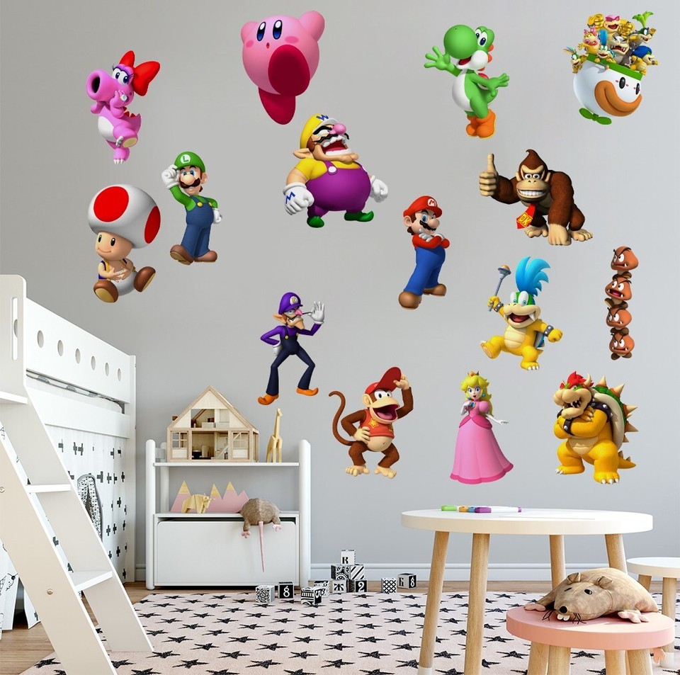 Super Mario Bros Characters Set Wall Sticker Decal Decor Art Mural ...