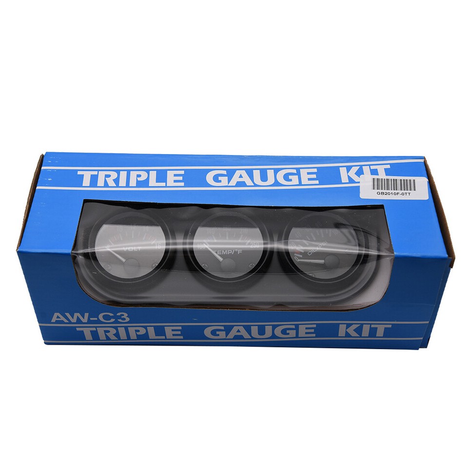 2" 52mm 3 in 1 Auto Car Triple Gauge Set Kit Water Temp Oil Pressure ...