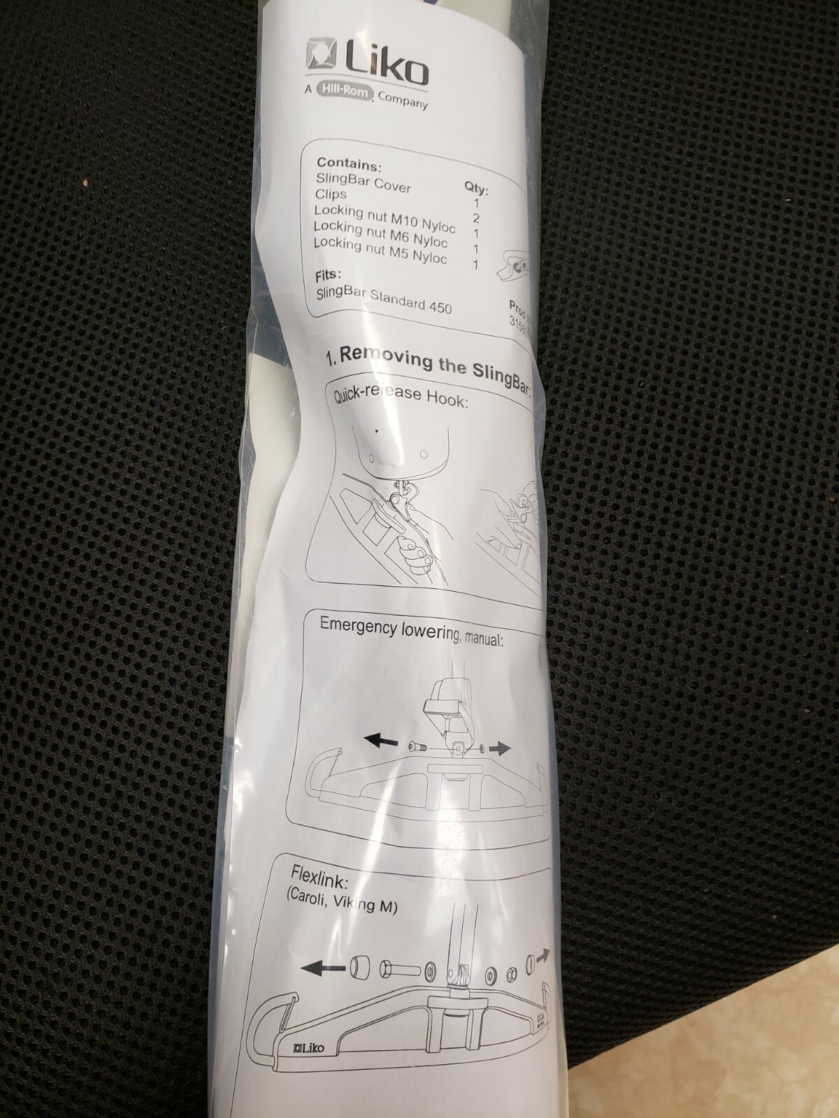 NEW Liko SlingBar Cover 20190077MOD 40cm Plastic Sling Bar Flexbar Uno ...