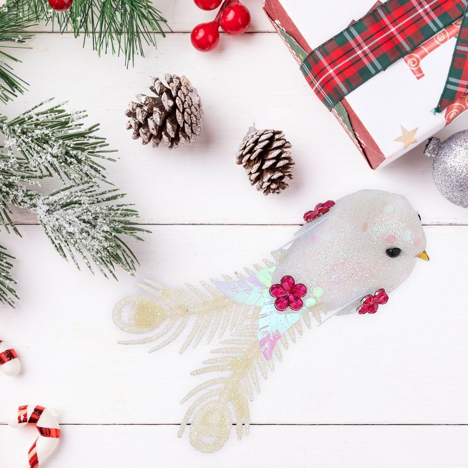 36 pcs Simulated Bird Decorations Christmas Tree Decors for Home (White ...