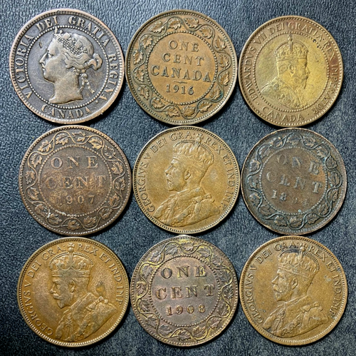 Old Canada Coin Lot - 1894-1920 - 9 LARGE CENT Coins- Lot #U9 | eBay