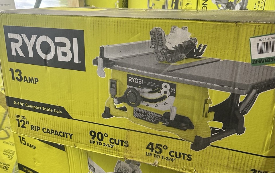 Ryobi Portable Compact Heavy Duty Table Saw 13Amp 8-1/4in DIY Projects ...