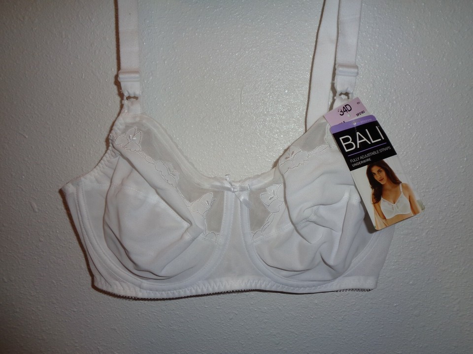 Bali Comfort-U Flower Full-Figure Bra Style 0180 Size 34D White NWT | eBay