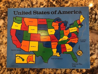 Vintage Connor Toy 14-piece Wooden United States Puzzle | eBay