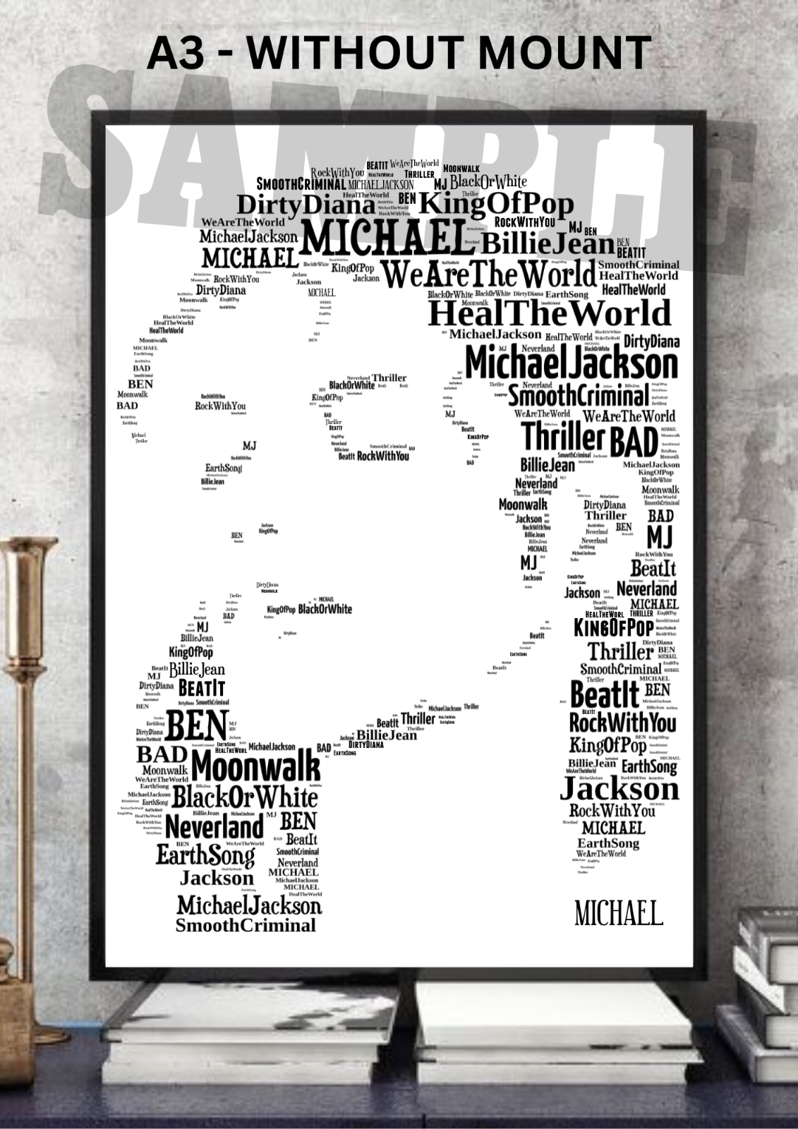 Michael Jackson MJ Portrait in Songs Word Art Memorabilia/Gift ...