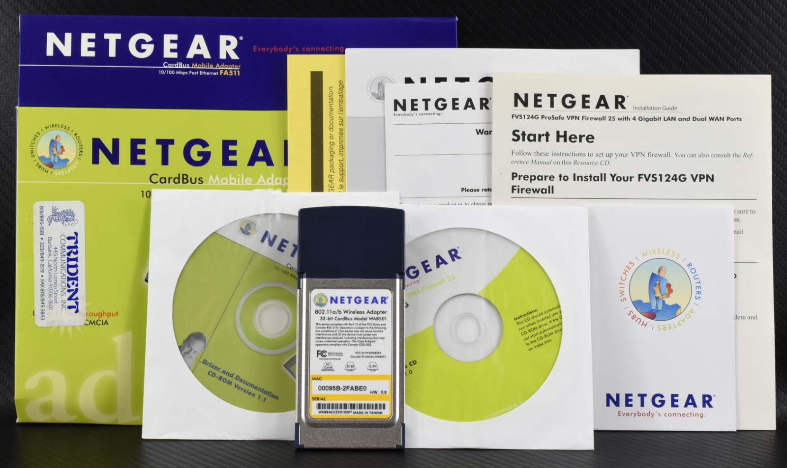Lot of Vintage Netgear Cardbus Software Discs w/Paperwork & Wireless ...