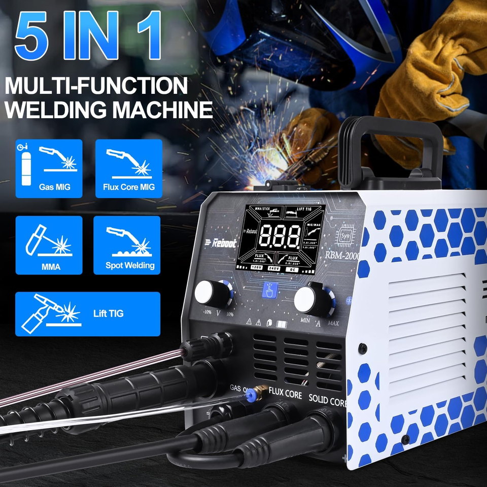 200Amp MIG Welder 120V 240V 5 in 1 Welding Machine, Multiprocess for ...