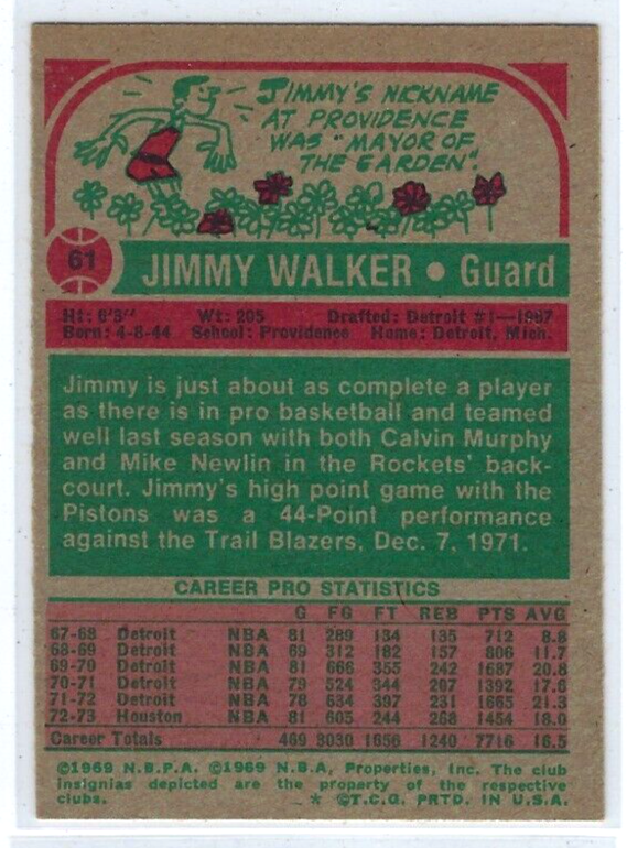 1973-74 Topps Basketball #61 - JIMMY WALKER - Houston Rockets | eBay