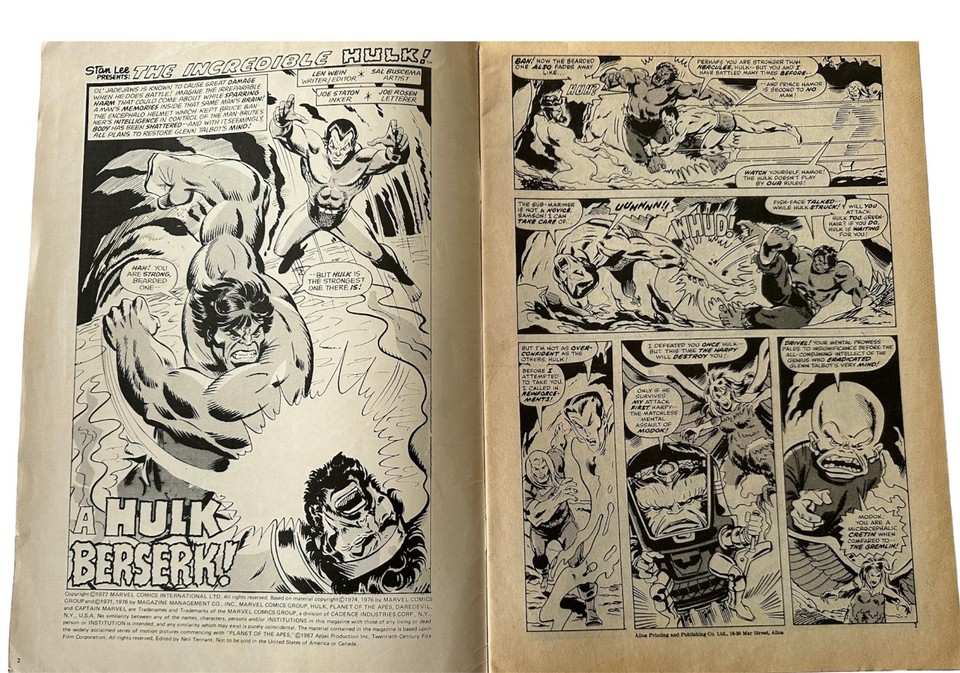 Vintage 1977 The Mighty World Of Marvel Comic No.238 - Hulk & Planet Of ...
