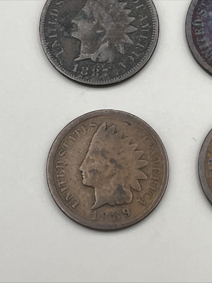Indian Head Penny Lot 1887, 1888, 1889, 1890- 4 Coin Lot | eBay