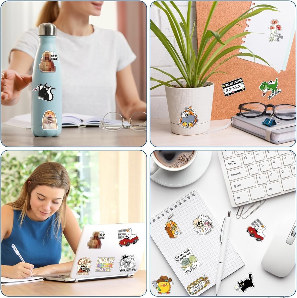 400 Pcs Funny Waterproof Stickers Pack for Laptops & Water Bottles ...