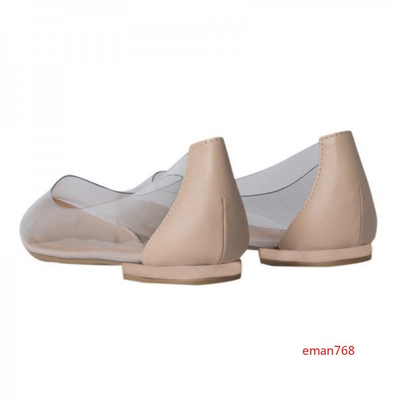 Transparent Flat Shoes for Women PVC Comfortable Flats Pointed Toe Slip ...