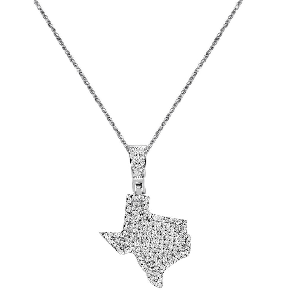 Real Silver 14K Gold Finish Texas Map Lone Star State Pendant Charm ...