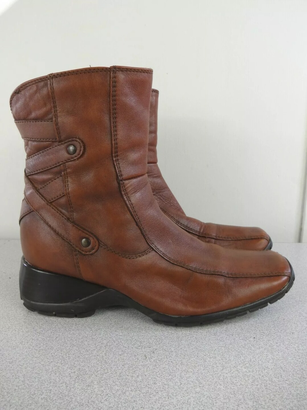 Clarks Brown Leather Zip Comfort Ankle Boots Womens S… - Gem