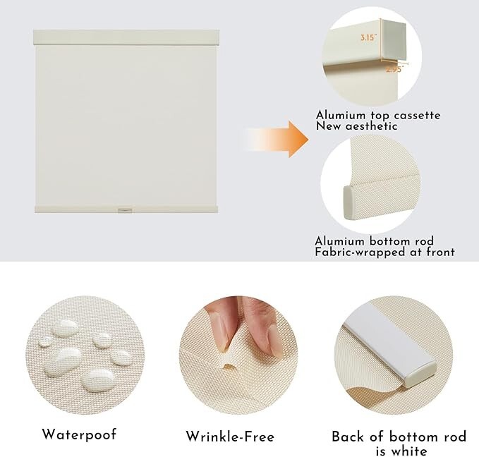 METechs 5% Solar Roller Shade UV Blocking Cordless Window Blind Light Filtering | eBay