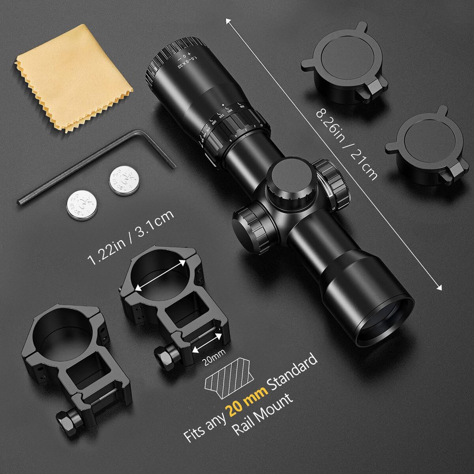 1.5-5x32 Crossbow Scope, 20-100 Yard Ballistic Reticle, 300-450 FPS Optics Scope | eBay