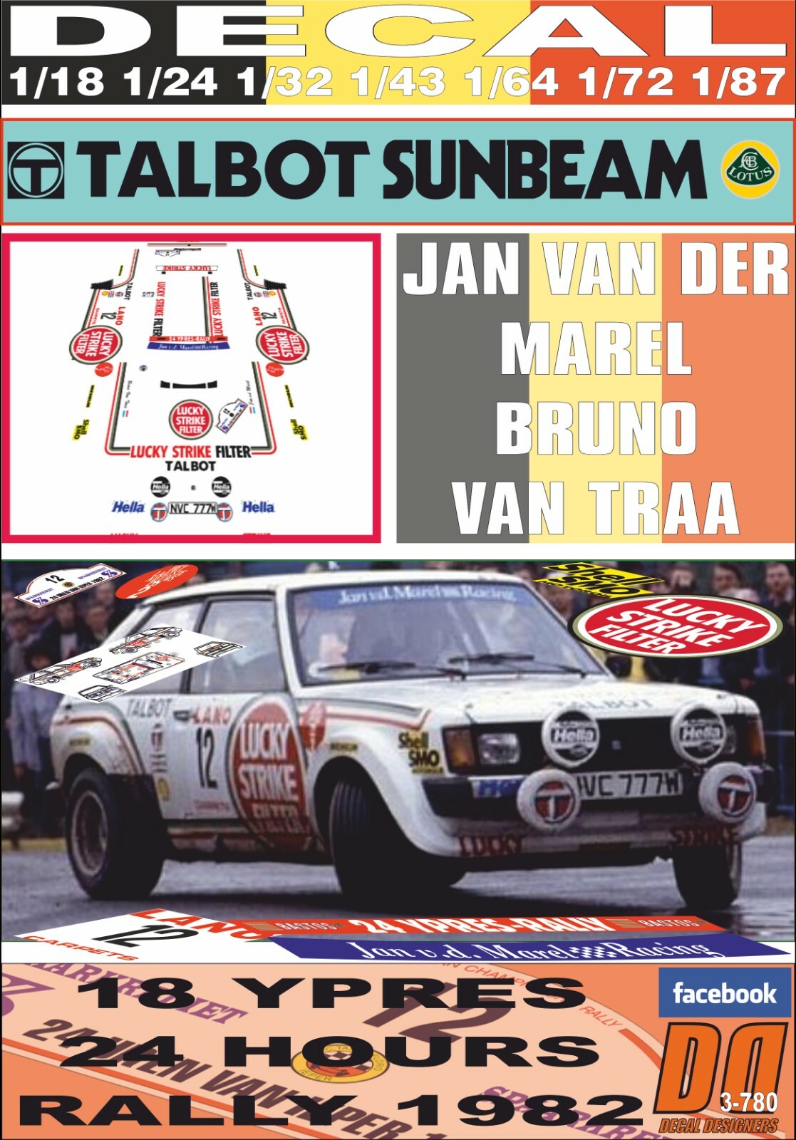 DECAL TALBOT SUNBEAM LOTUS J. VAN DER MAREL YPRES R. 1982 5th (08) | eBay