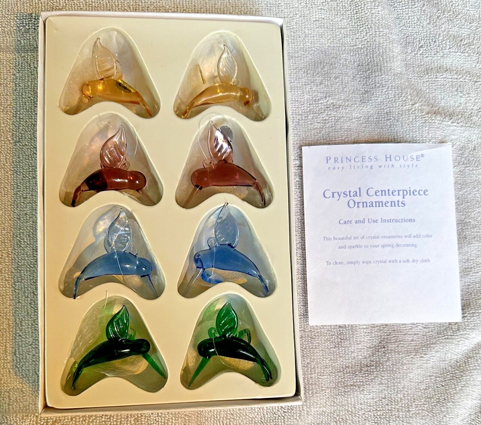 PRINCESS HOUSE Glass CRYSTAL HUMMINGBIRD Ornaments Bird FIGURINES Set ...