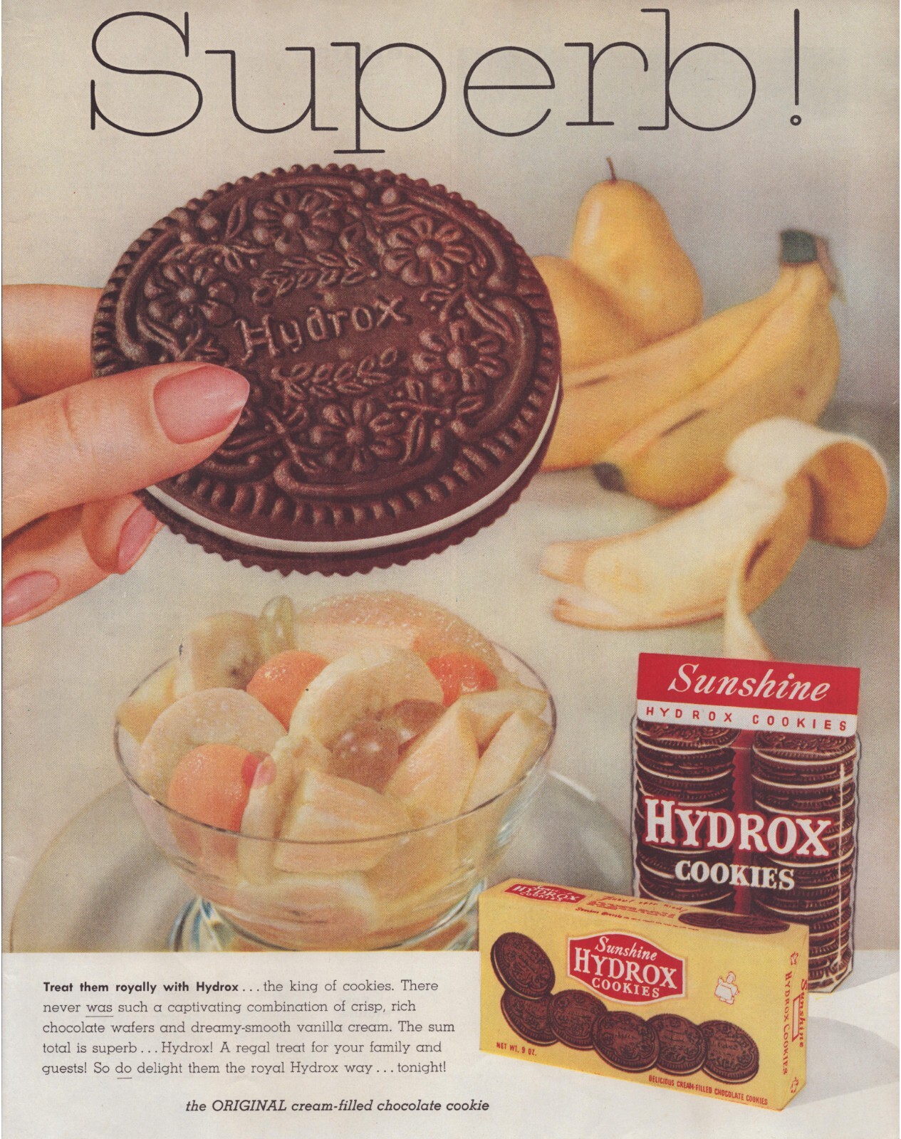 Print Ad Hydrox Cookie Sunshine 1957 Suberb Banana Full Page Oreo 13.5 ...