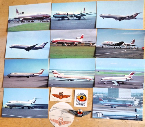PSA Pacific Southwest Airlines LOT 11 Postcards 2 Jr Pilot Wings 2 ...