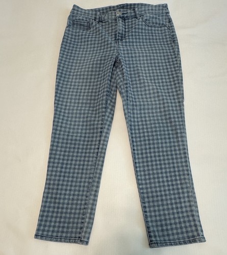 Chicos jeans Chico size 1 US size 8 Blue Checked Girlfriend Crop (J546Y ...