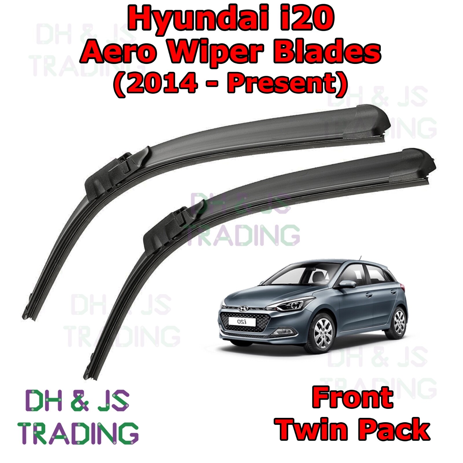 (14-19) Hyundai i20 Aero Wiper Blades / Front Flat Blade Wipers I20 ...