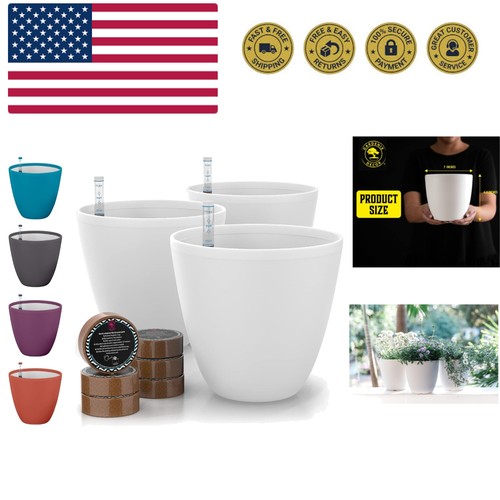 Self Watering Pots for Indoor Plants 3 Pack - Flower Pot with Water ...