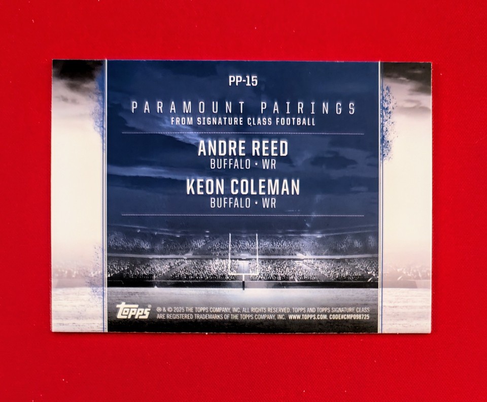 🔥Andre Reed Keon Coleman -2024 Topps Signature Class Paramount Pairings ...
