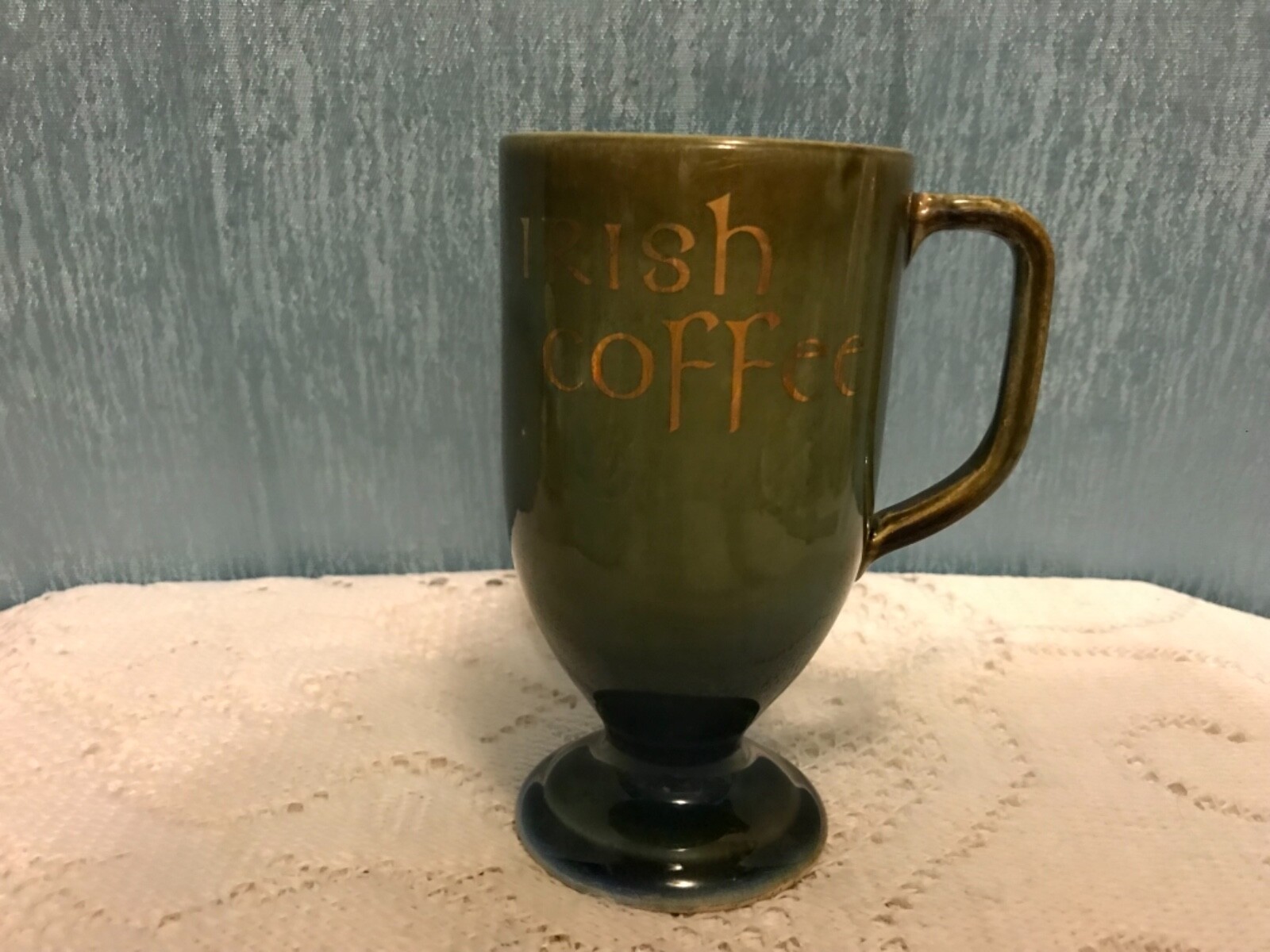 WADE IRISH PORCELAIN POTTERY IRISH COFFEE MUG CUP FOOTED IRELAND GOLD ...