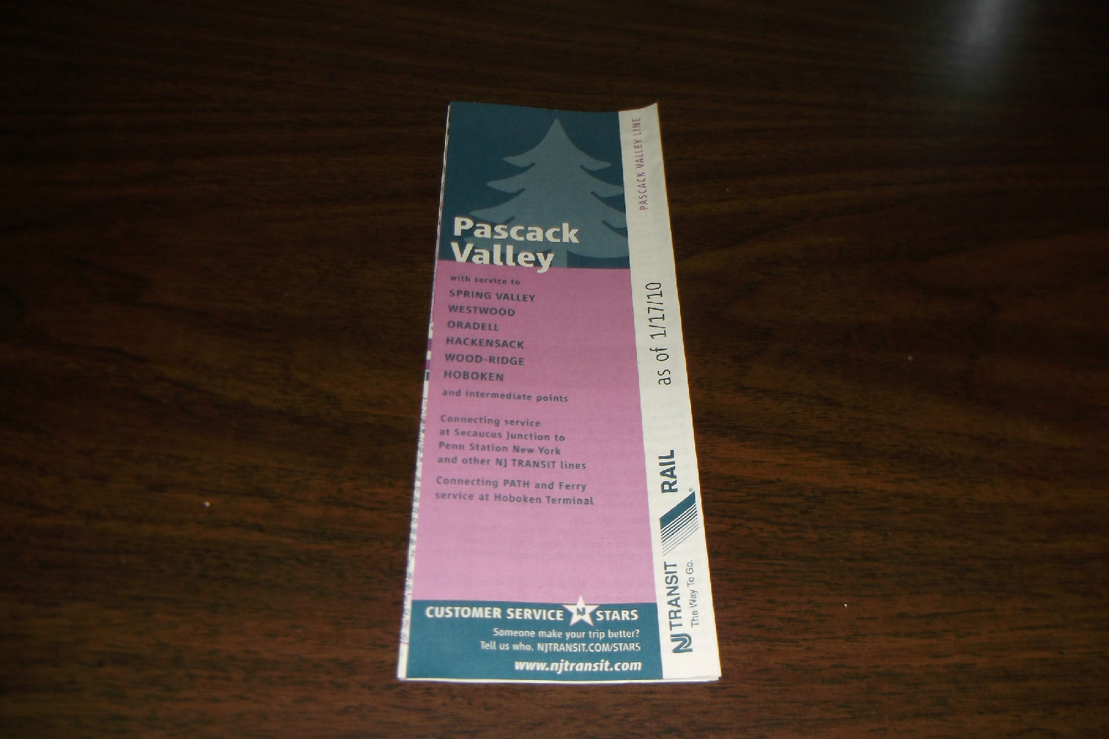 JANUARY 2010 NJT NEW JERSEY TRANSIT PASCACK VALLEY LINE PUBLIC ...