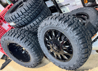 20" Fuel Blitz D673 Black Dually Wheels 35" MT Tires 8x200 Ford Super ...