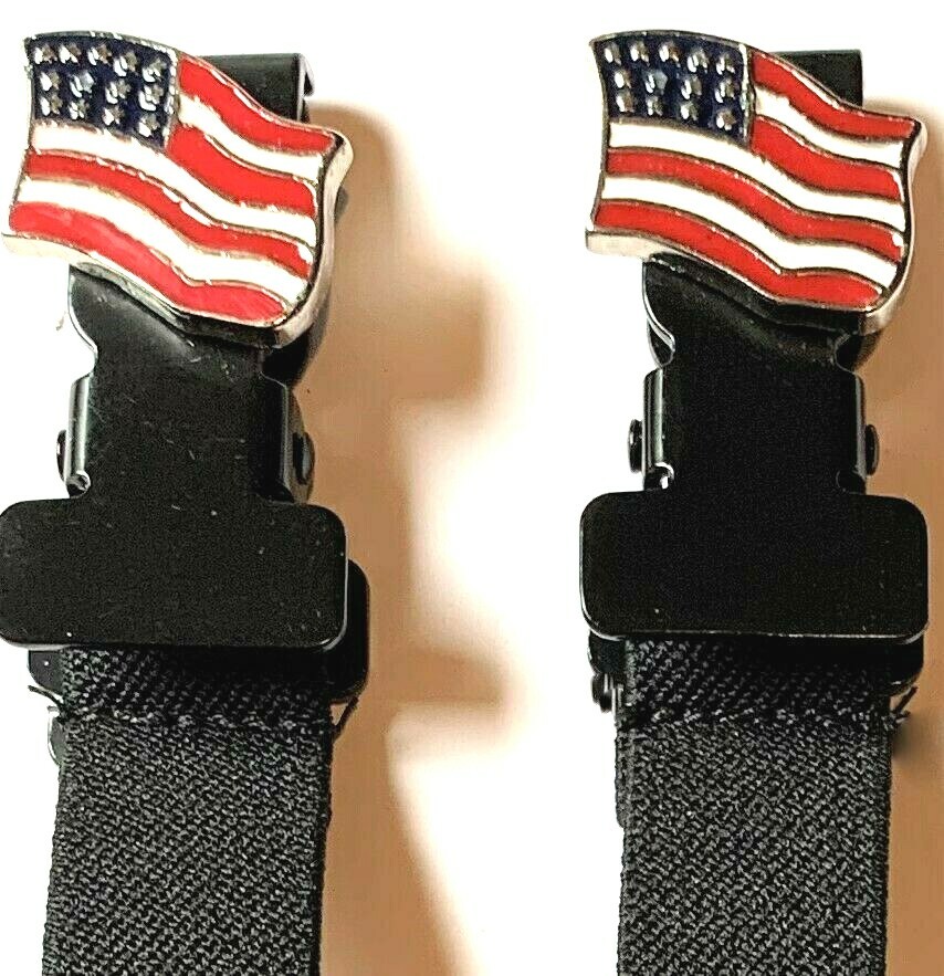 USA FLAG MOTORCYCLE BIKER PANTS BOOT STRAP STIRRUP HEAVY DUTY CLIP MADE ...
