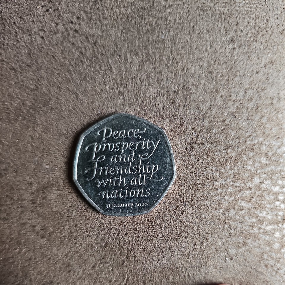 Very Rare (Brexit) 50p Coin Peace Prosperity And Friendship With All ...