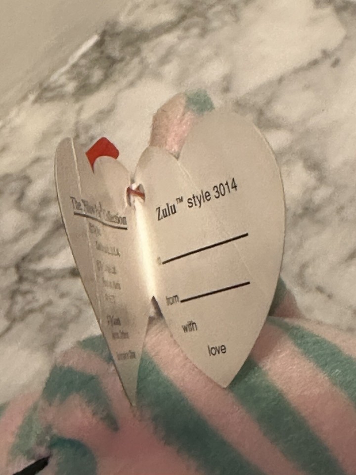 Vintage 1996 Ty Beanie Pillow Pals Zulu Zebra Pink Green 14" Stuffed ...