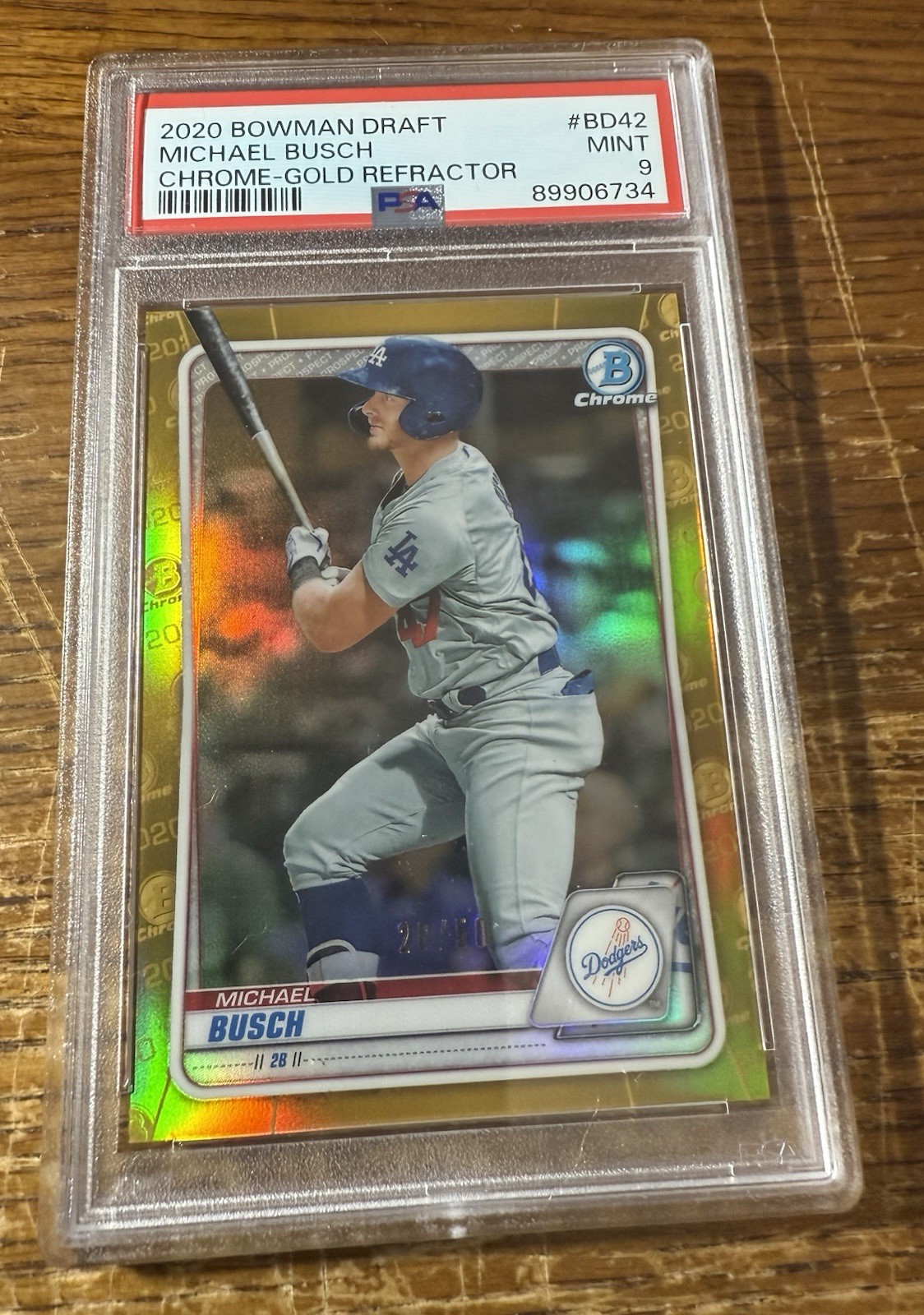 MICHAEL BUSCH -- 2020 BOWMAN DRAFT CHROME -- GOLD REFRACTOR -- BD-42 ...
