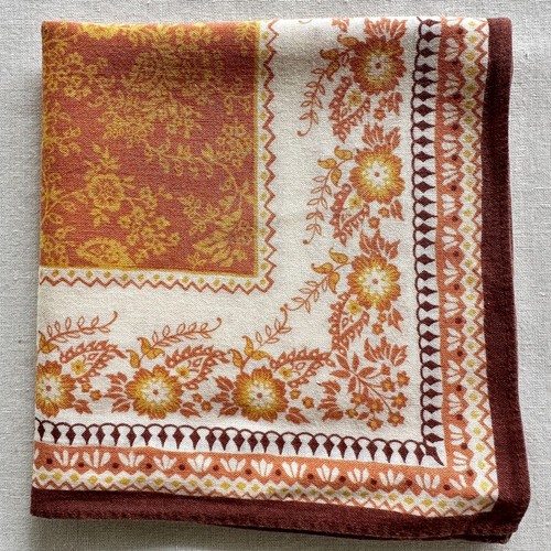 VTG Handkerchief Cotton Brown Floral Pattern Foliage Bloom Bandana ...