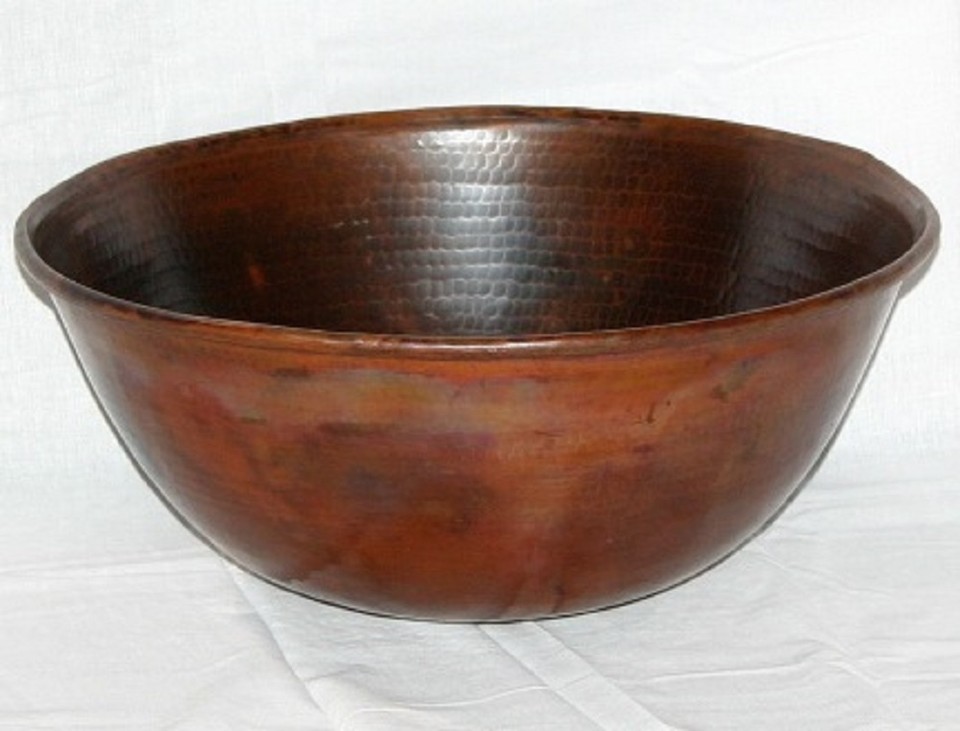 14" Round Copper Vessel Countertop Vanity Bowl Sink with Daisy Drain | eBay