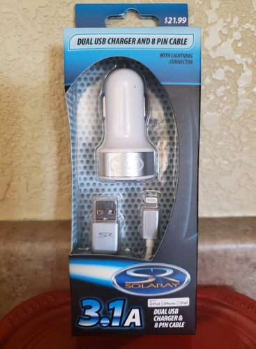 Solaray Dual Port 3.1a Apple Devices Charger & 8 Pin Cable for sale ...